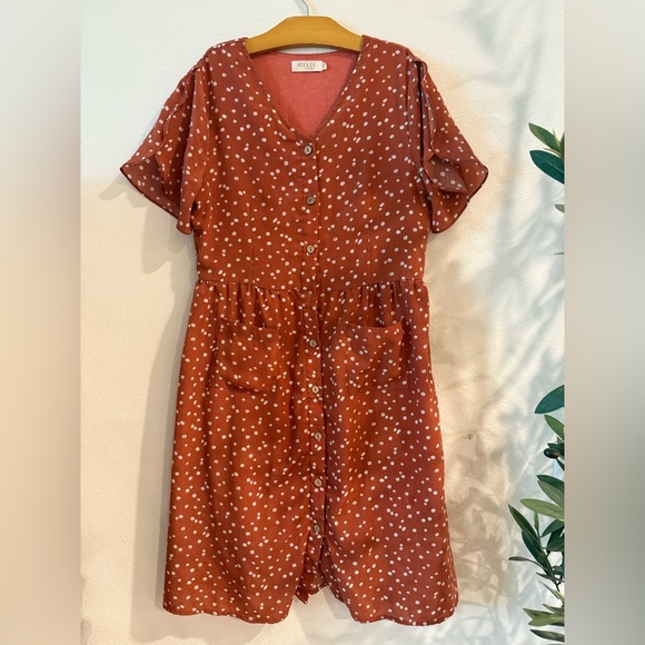 Roolee | Dresses | Roolee Rust Terracotta Flower Mini Dress | Poshmark